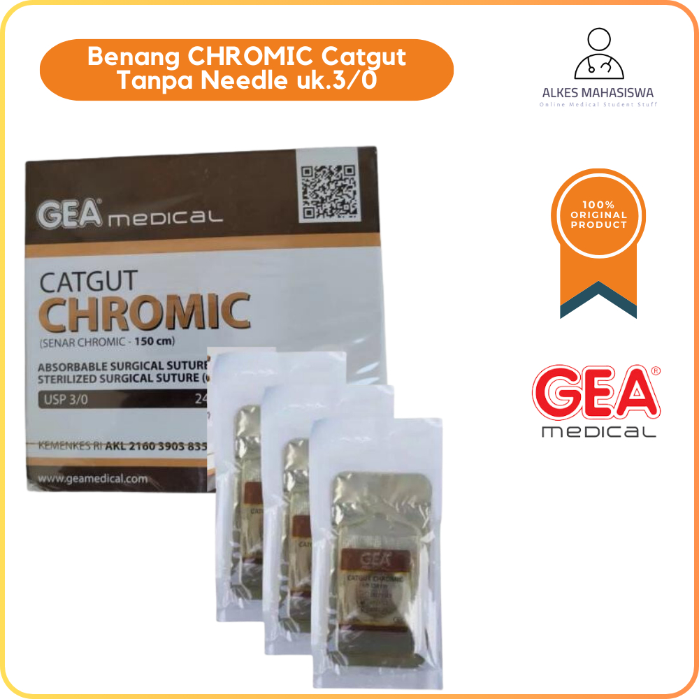 Jual Benang CatGut CHROMIC 3/0 Tanpa Jarum / Without Needle GEA Medical ...