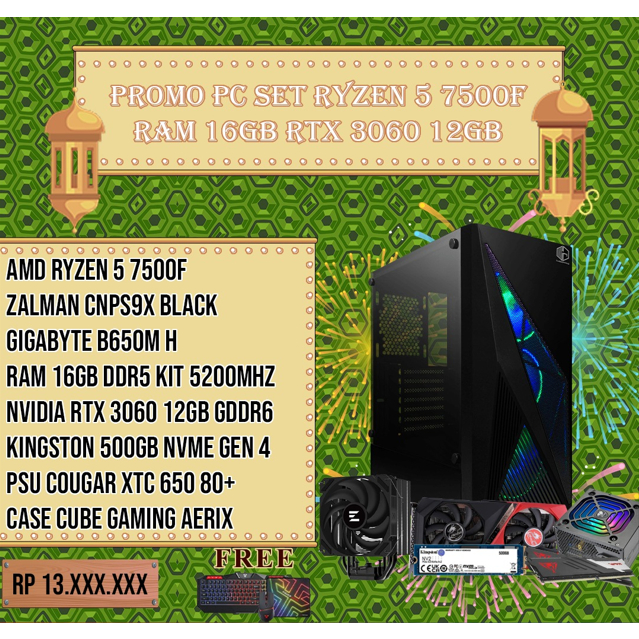 Jual Promo Ramadhan PC Set Ryzen 5 7500F RAM 16GB RTX 3060 12GB ...