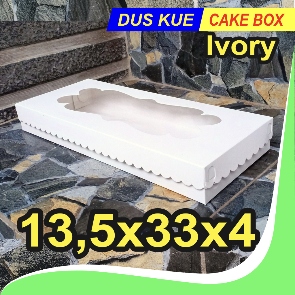 Jual DUS 13,5x33x4 IVORY / 13,5x33 / Box Kue Brownis / Kotak Roti Ultah ...