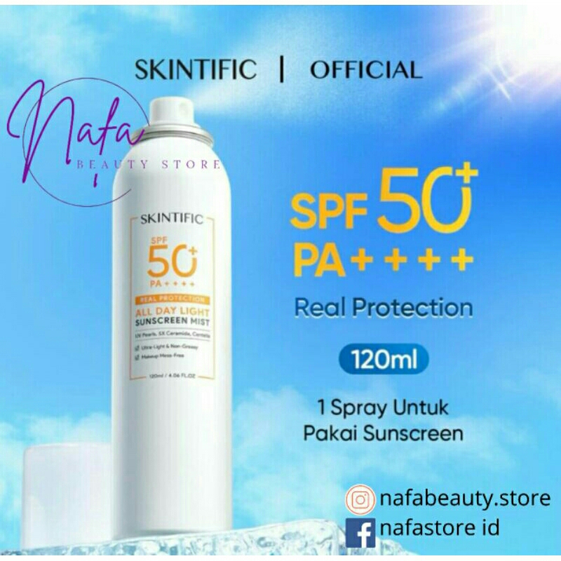 Jual SKINTIFIC All Day Light Sunscreen Mist SPF 50 PA ++++ 80ML ...