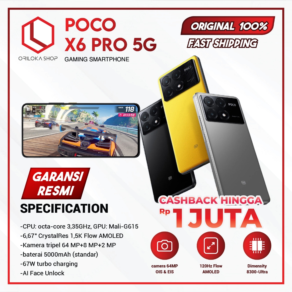 Jual Xiaomi Poco X6 Pro 5G Original Garansi Resmi 12/256 GB 12/512 GB ...