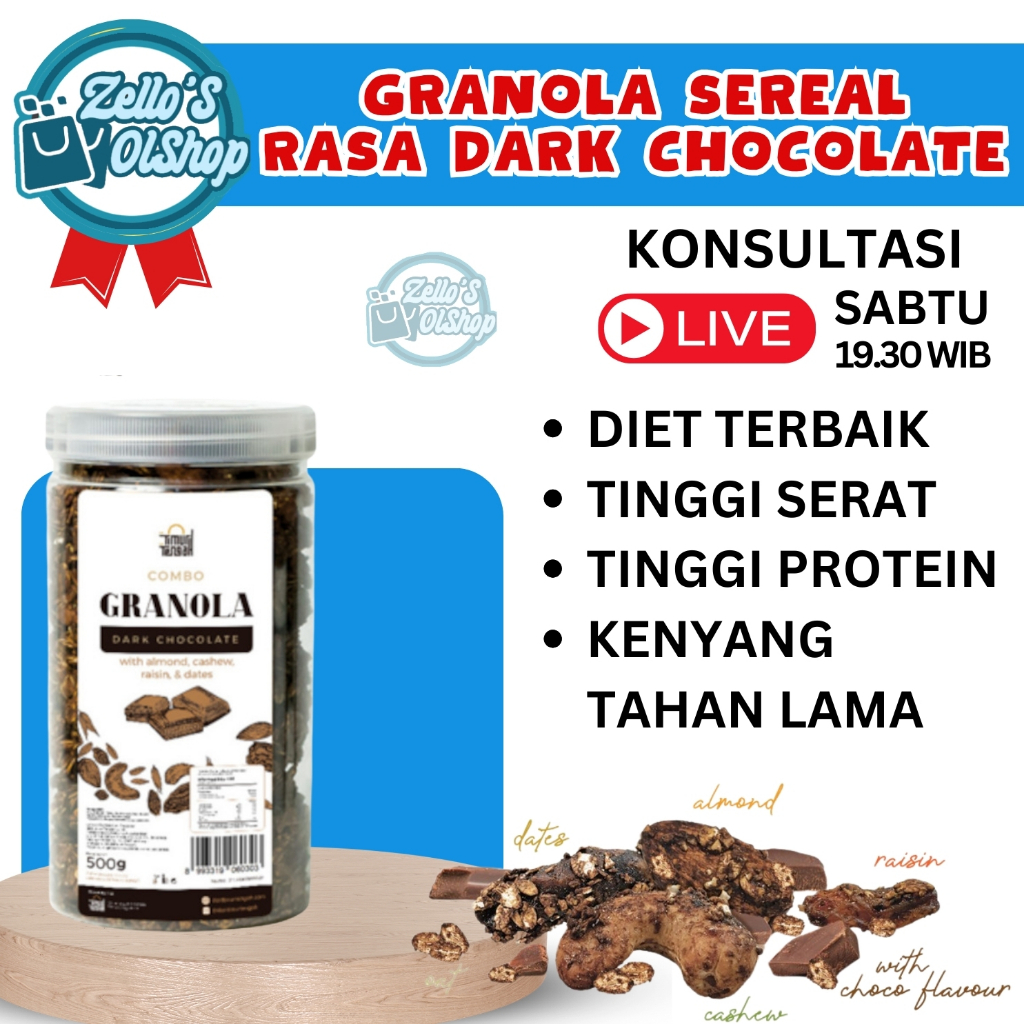 Jual Snak Cemilan Diet Granola Dark Chocolate 250 Gram | Shopee Indonesia