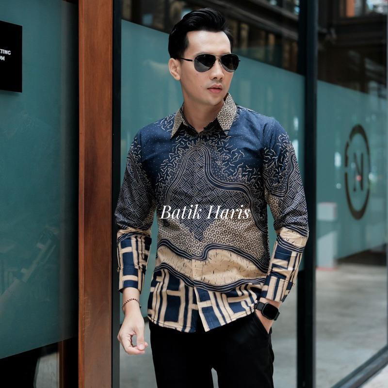 Jual BATIK HARIS kemeja batik pria premium lengan panjang slimfit bahan katun halus lapis furing ...