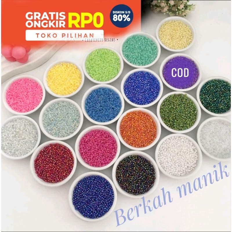 Jual Manik diy manik manik Mote Payet Kaca Ukuran 2 mm 10 gram | Shopee ...