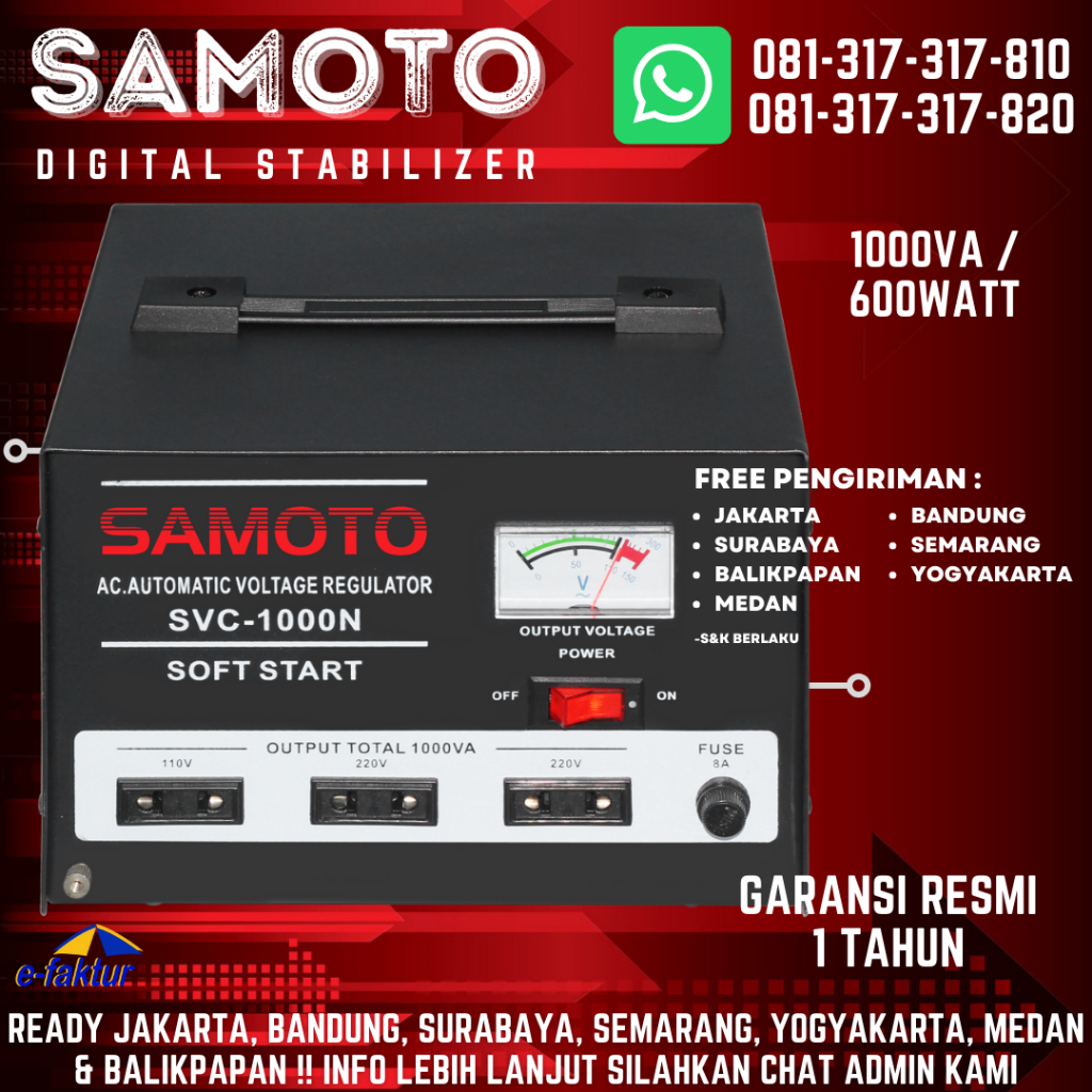 Jual STABILIZER SAMOTO 1000VA - STAVOLT LISTRIK 1000VA STABILIZER ...