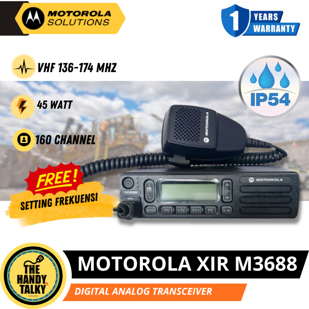 Jual Motorola Xir M3688 XirM3688 3688 Radio Rig Mobil VHF 45W Original Garansi 1 Tahun | Shopee ...