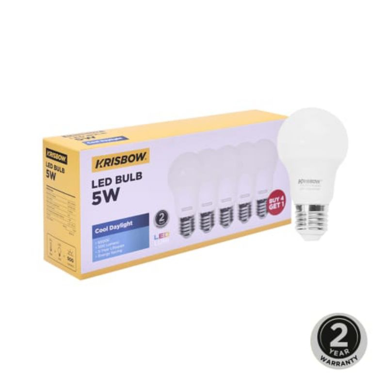 Jual Krisbow Set 5 Pcs Lumi Bohlam Led 5 Watt Cool Daylight - Putih | Shopee Indonesia