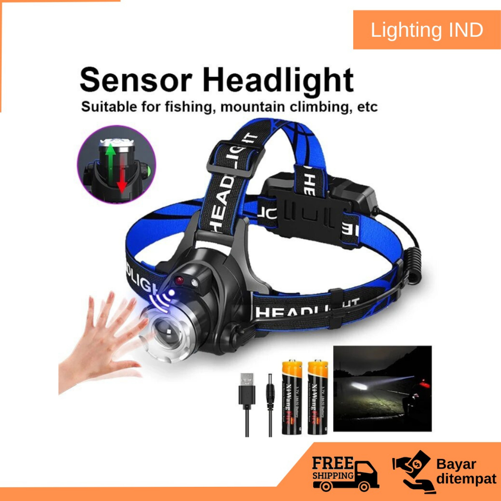 Jual Senter Kepala LED Zoom Super Terang Headlamp LED Cree XML T6 568D Waterproof Anti Air ...