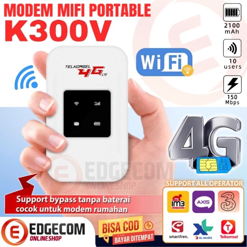 Jual MODEM MIFI PORTABLE K300V 4G LTE WIFI 2100mAH Baterai All Operator ...
