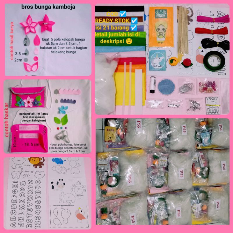 Jual Prakarya DIY Kerajinan Anak SD TK dari Kain Flanel isi 21 item ...