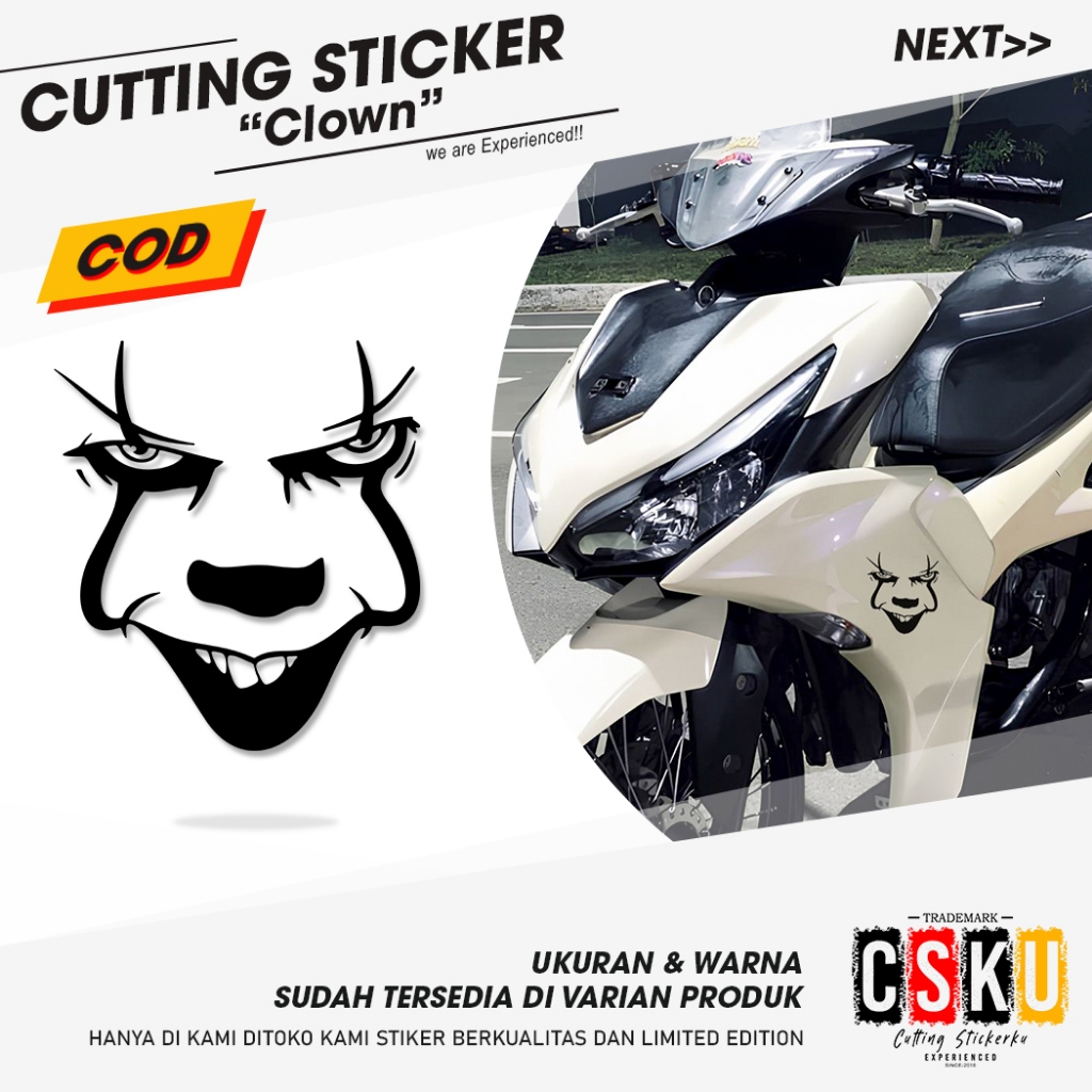 Jual Cutting Sticker Clown Variasi Motor Mobil Visor Body Dashboard ...