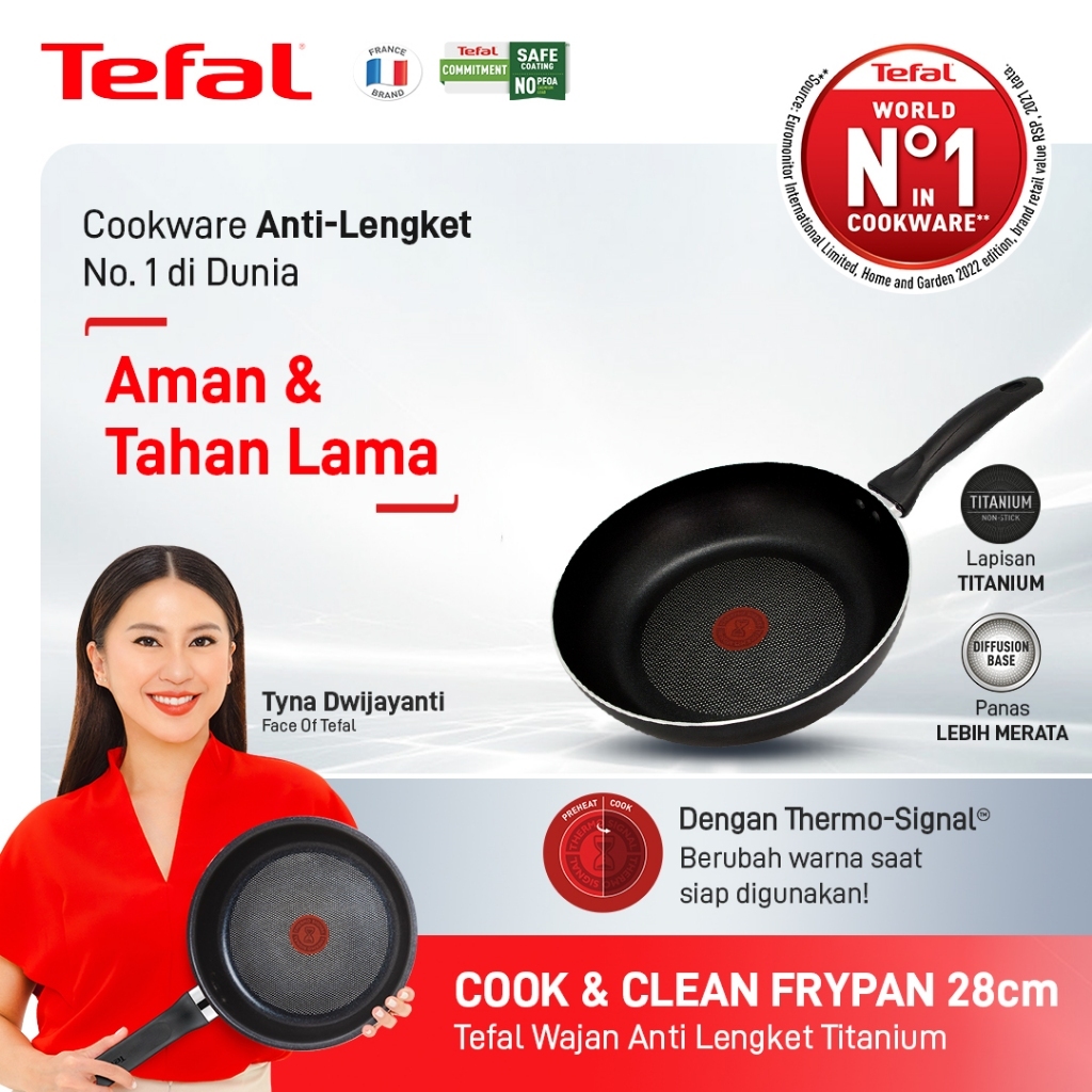 Jual TEFAL Cook & Clean Frypan 28cm Panci Wajan Anti Lengket B2250695 | Shopee Indonesia