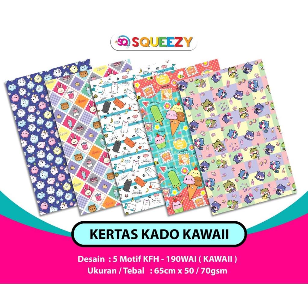 Jual (1 PACK=50 LEMBAR- UKURAN 65X50) Kertas Kado Squeezy / kertas kado ...