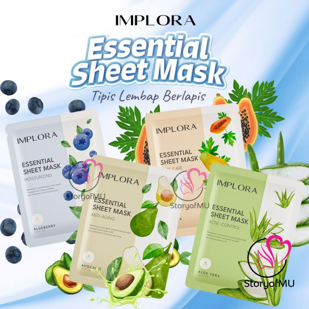 Jual IMPLORA Essential Sheet Mask 25gr - Masker Wajah Tisu Tissue ...