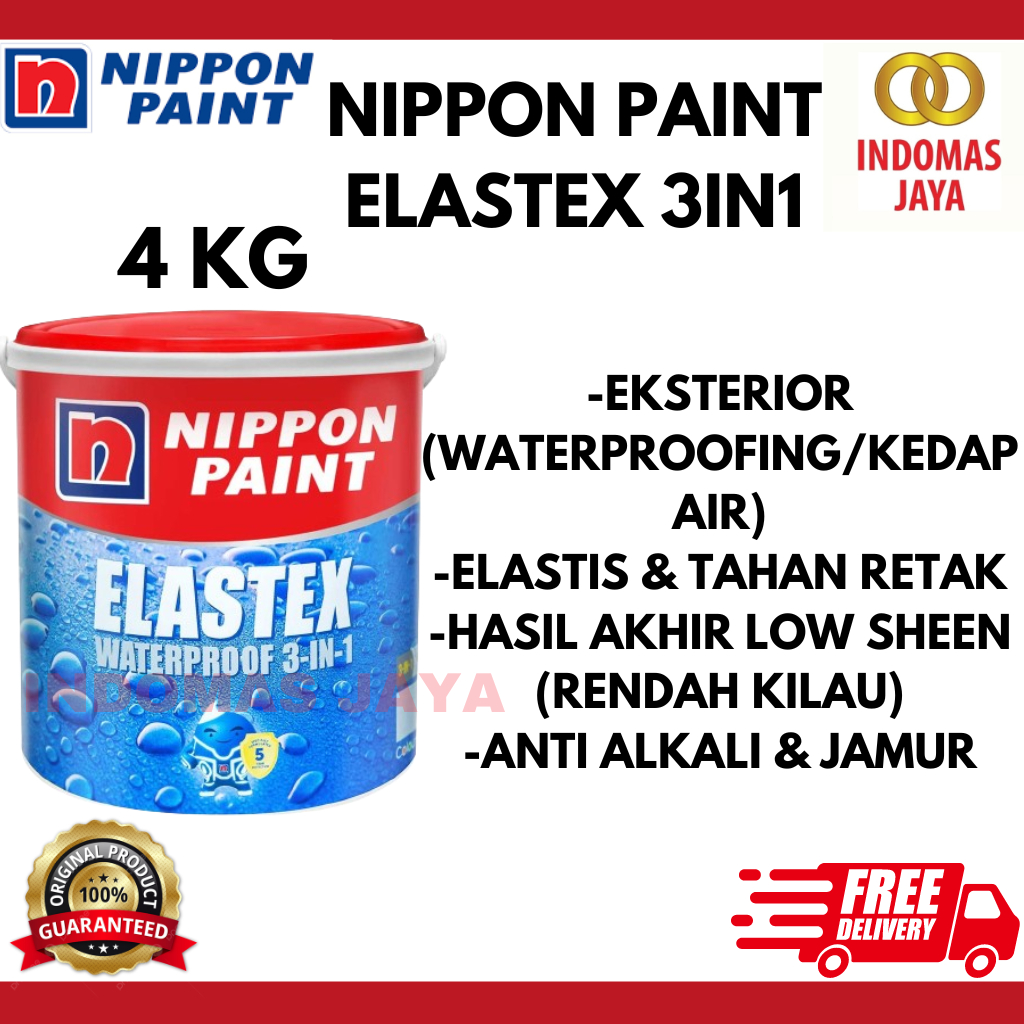 Jual CAT ELASTEX WATERPROOF (Pelapis Anti Bocor) NIPPON PAINT - 4 KG ...