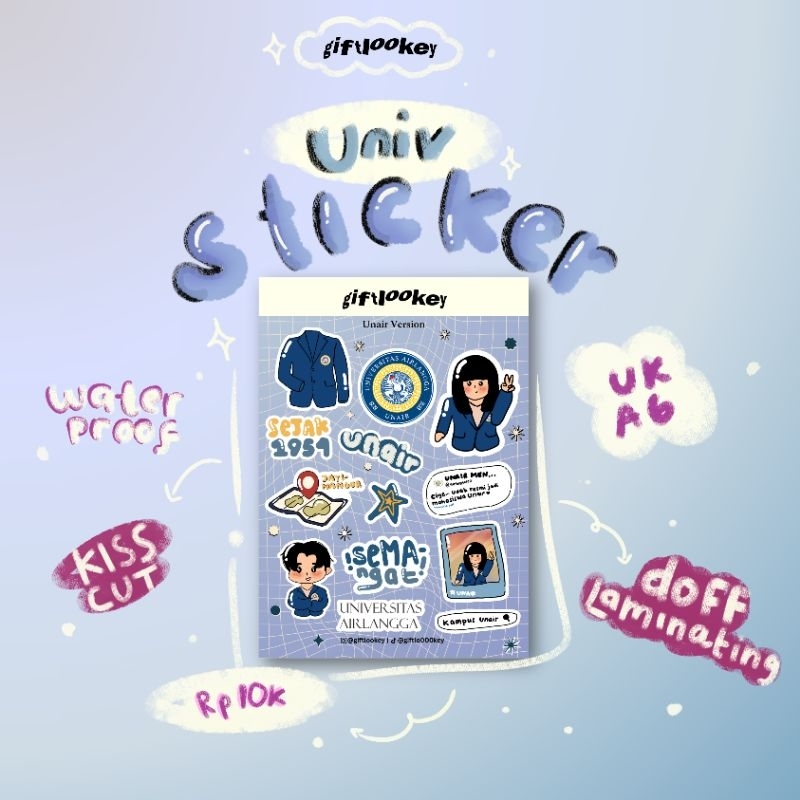 Jual [Unair] Sticker Universitas/Sticker Lucu/Sticker Aesthetic/Sticker ...