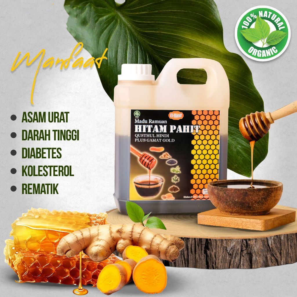 Jual Madu Hitam Pahit plus Propolis Daun Insulin El-Hanif 1KG Efektif ...