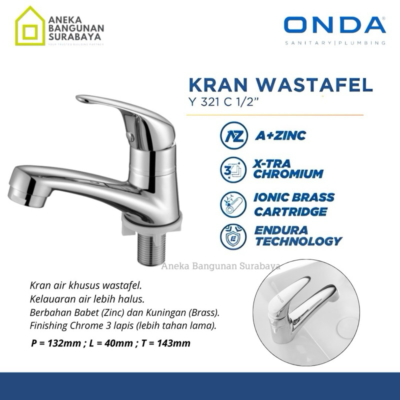 Jual Kran wastafel Onda Y 321 C 1/2” keran cuci tangan tanam meja Y321C | Shopee Indonesia
