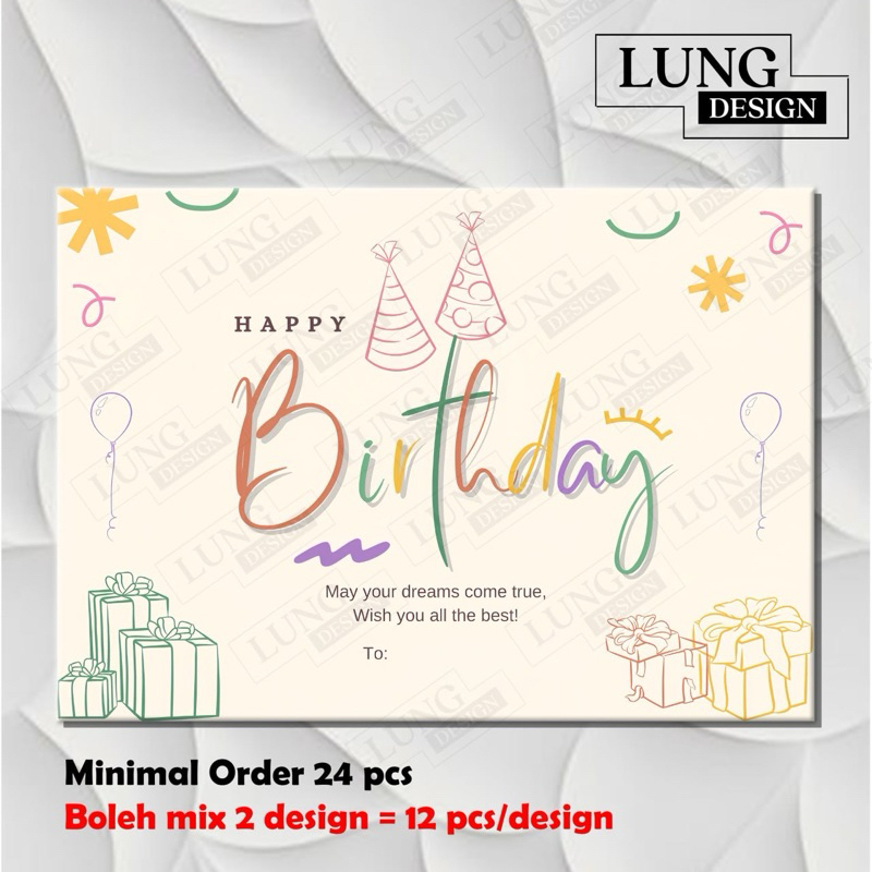 Jual (HARGA 1 PACK isi 24 PCS) Greeting Card HAPPY BIRTHDAY / Kartu ...