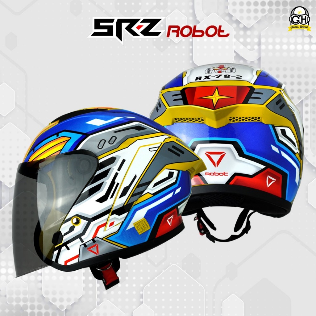 Jual Helm Dewasa Srz Helioz Robot Helm Half Face SNI | Shopee Indonesia