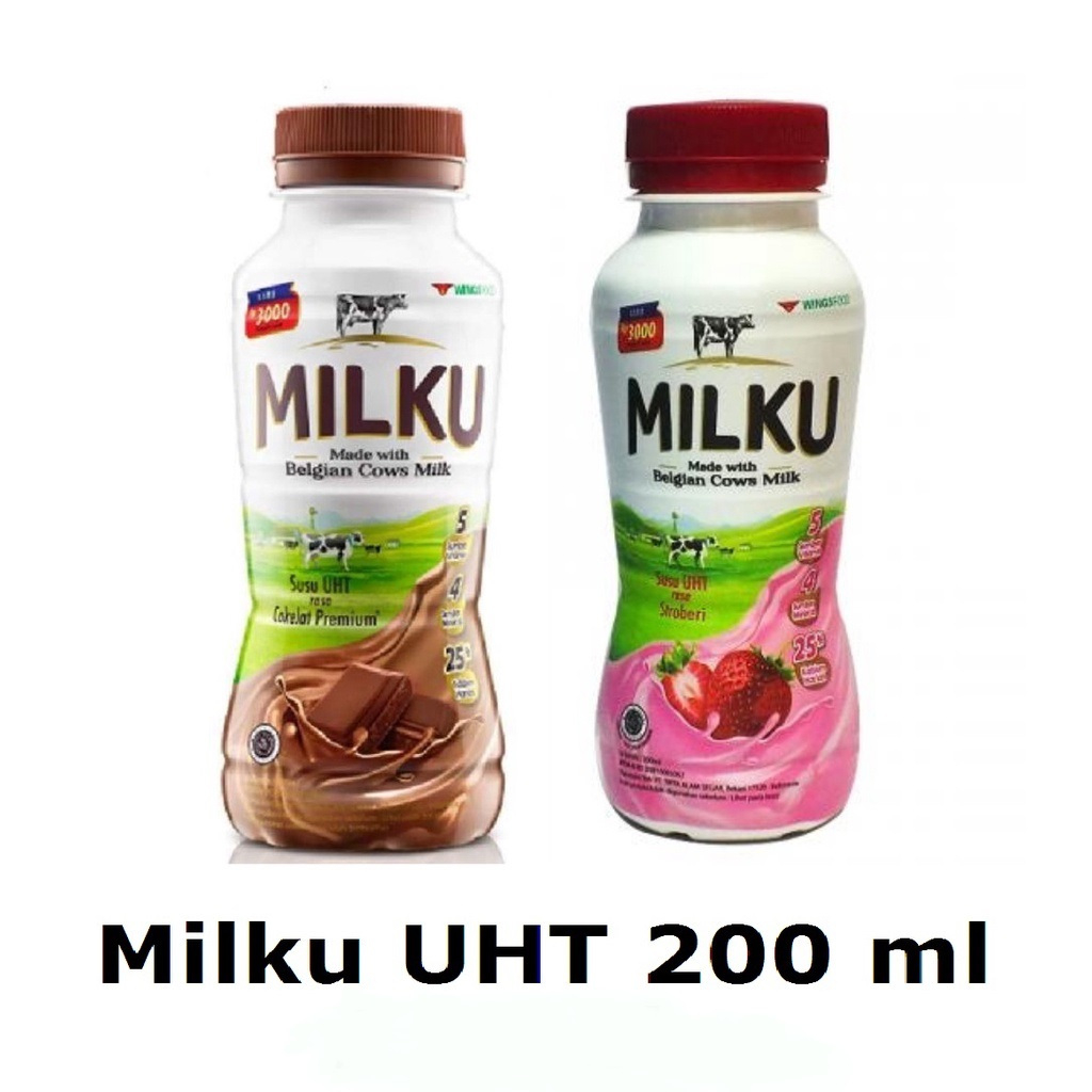 Jual MILKU Susu Premium Strawberry | Cokelat | 200 ml | Shopee Indonesia