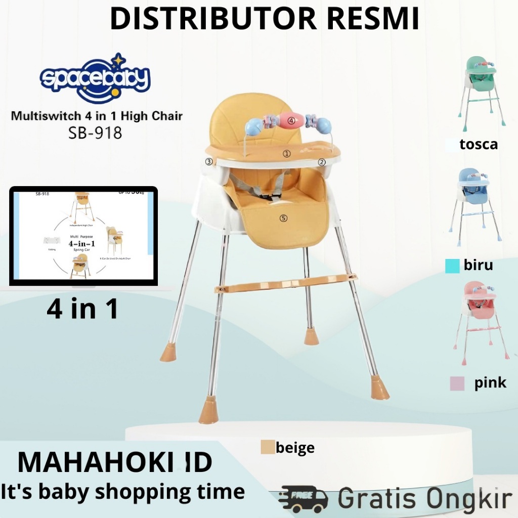 Jual SPACEBABY MULTISWITCH 4 IN 1 HIGH CHAIR SB 918 KURSI MAKAN ANAK ...