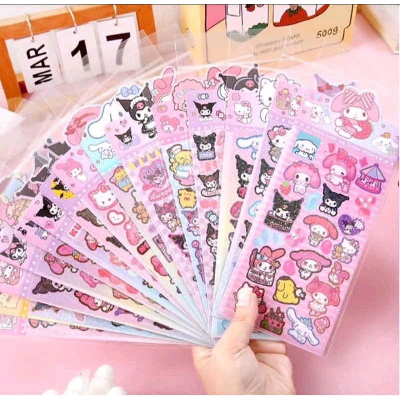 Jual 5 Lembar Sticker Sunrio 17x9 cm Sticker Hologram Sunrio Viral ...