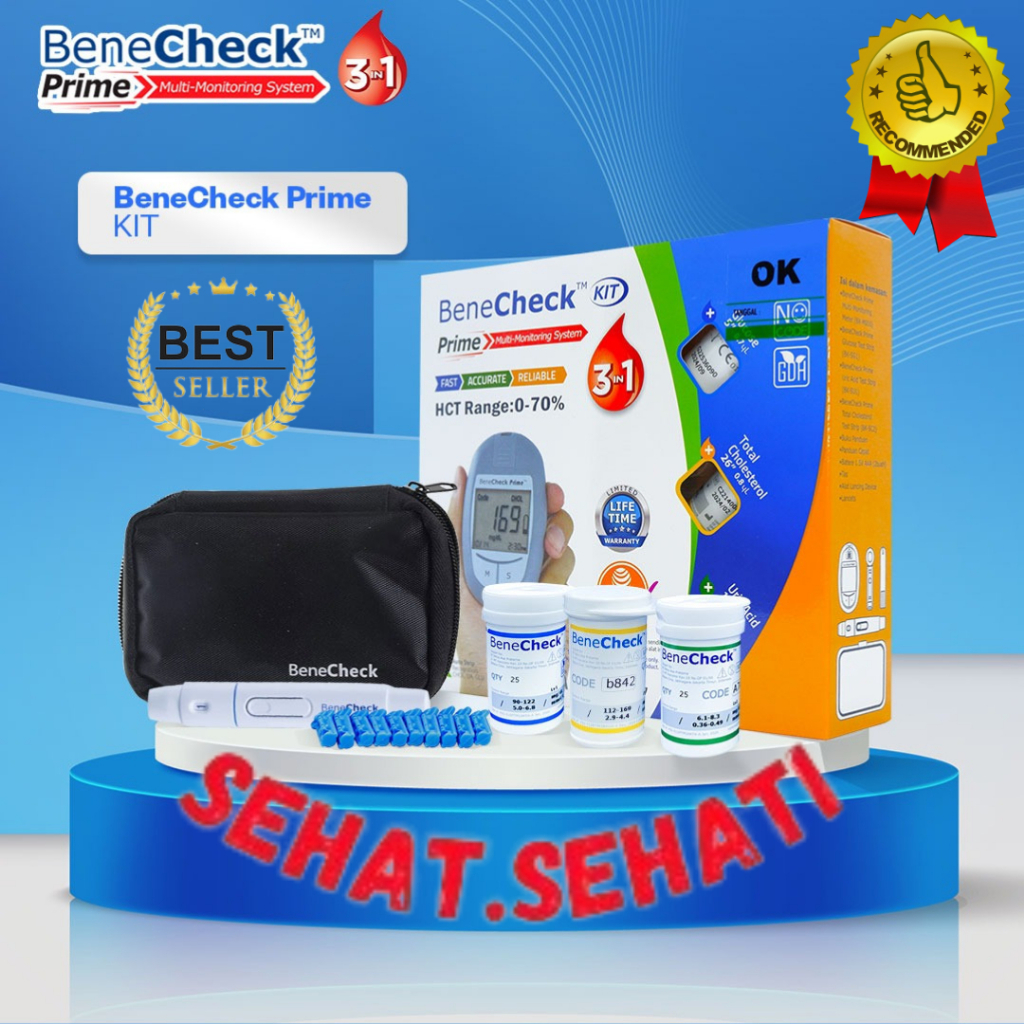 Jual Alat BENECHECK PRIME 3in1 cek Gula Darah Asam Urat Cholestrol 3in1 ...