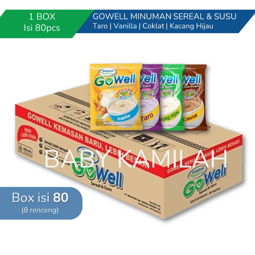 Jual GOWELL Serean Susu sarapan Sehat dengan Rasa TARO VANILA COKLAT dan KACANG HIJAU renceng ...