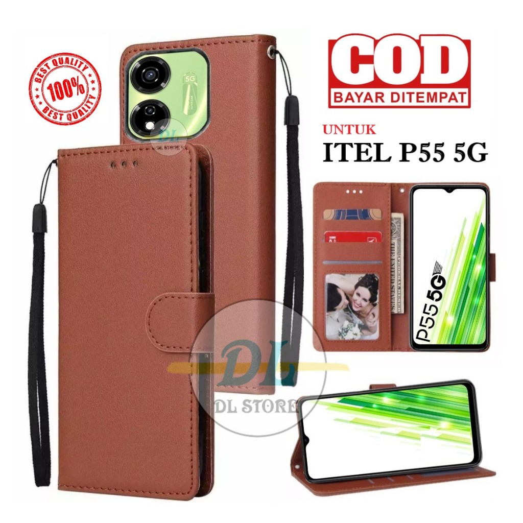 Jual Flip Case Itel P55 5G Kualitas Premium Leather Case - Case Kulit Dompet HP | Shopee Indonesia