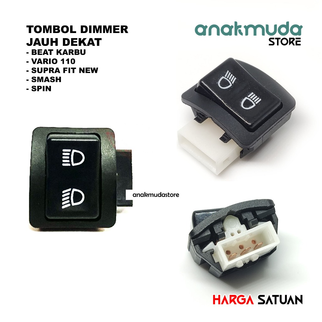 Jual Saklar Tombol Lampu Depan Beat Karbu Jauh Dekat Dim Dimmer ...