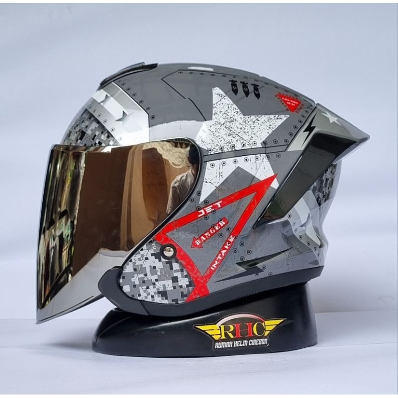 Jual helm JS armor half face solid sni warna dark grey gloss | Shopee ...