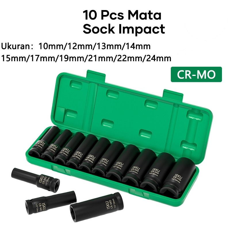 Jual ISKU Kunci Socket Extension Impact 10 pcs Bahan Panjang Mata Sock Impact 1/2" 6 pt Kunci ...