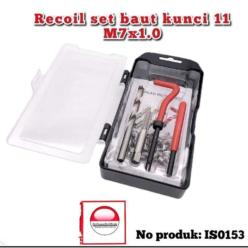 Jual helicoil recoil set recoil m7x1.0 recoil baut kunci 11 set komplit ...