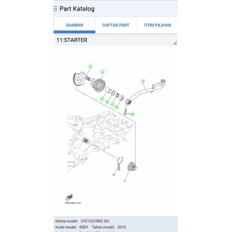 Jual PAKET SET (8 ITEM) PART KICK STATER ORIGINAL YAMAHA FREEGO 125 ...