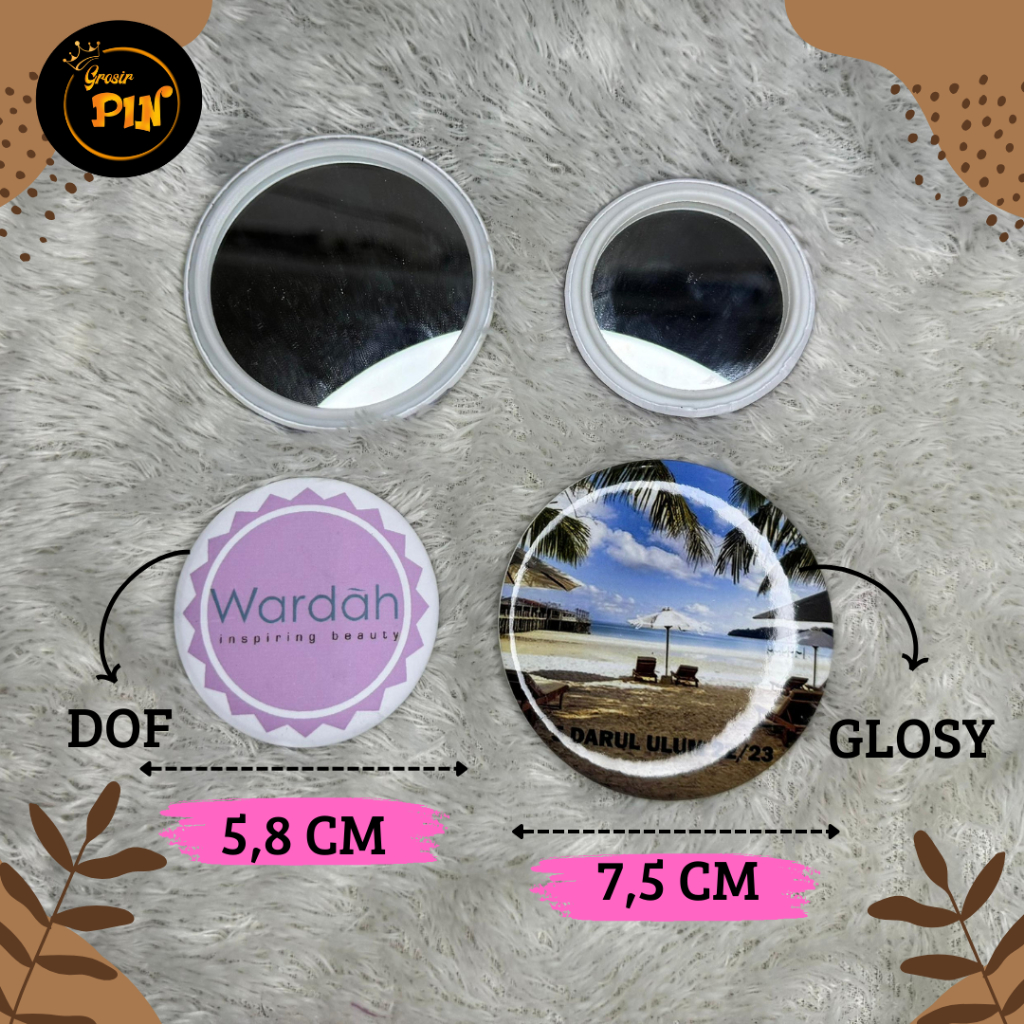 Jual PIN CERMIN KACA Make Up 75mm Hand Mirror Penggemar Souvenir ...