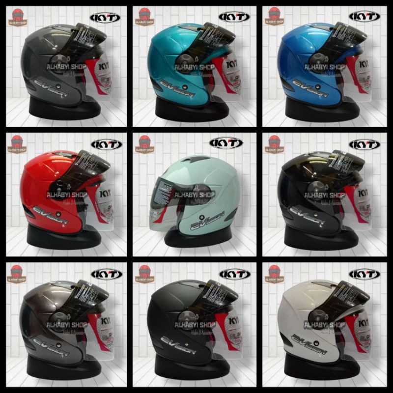 Jual HELM KYT 2 VISION SOLID | HALF FACE DOUBLE VISOR | HELM SNI/DOT ...
