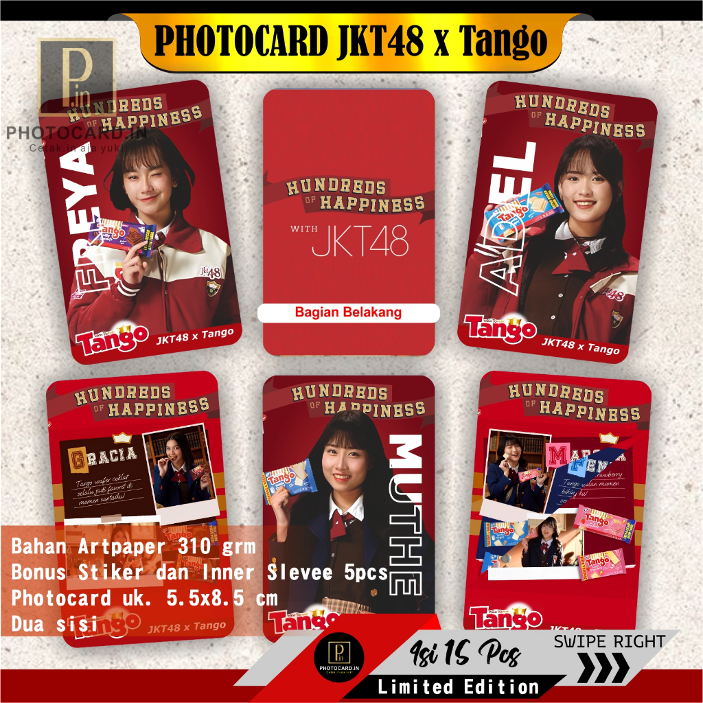 Jual Photocard JKT48 x Tango Wafer Premium duasisi isi 15 pcs (Free Stiker dan Inner Slevee 5pcs ...