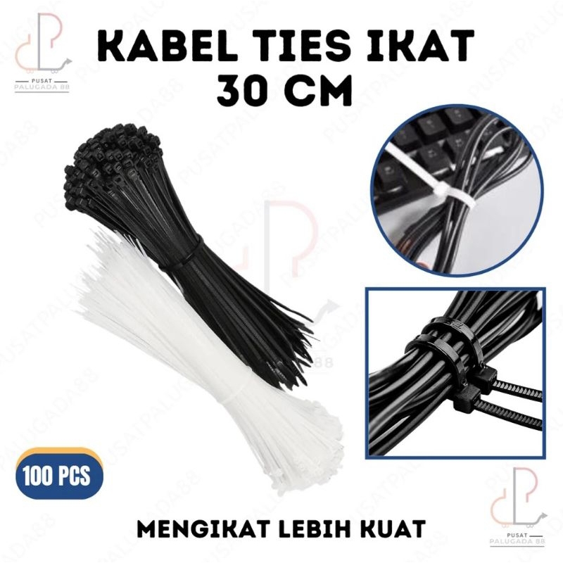 Jual KABEL tie TIES tish 2.5x100 mm 30cm HITAM/PUTIH 100 pcNylon CABLE ...