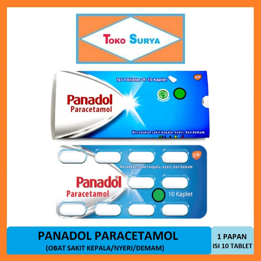 Jual Panadol Paracetamol Obat Sakit Kepala/Nyeri/Demam 1 Papan 10 ...