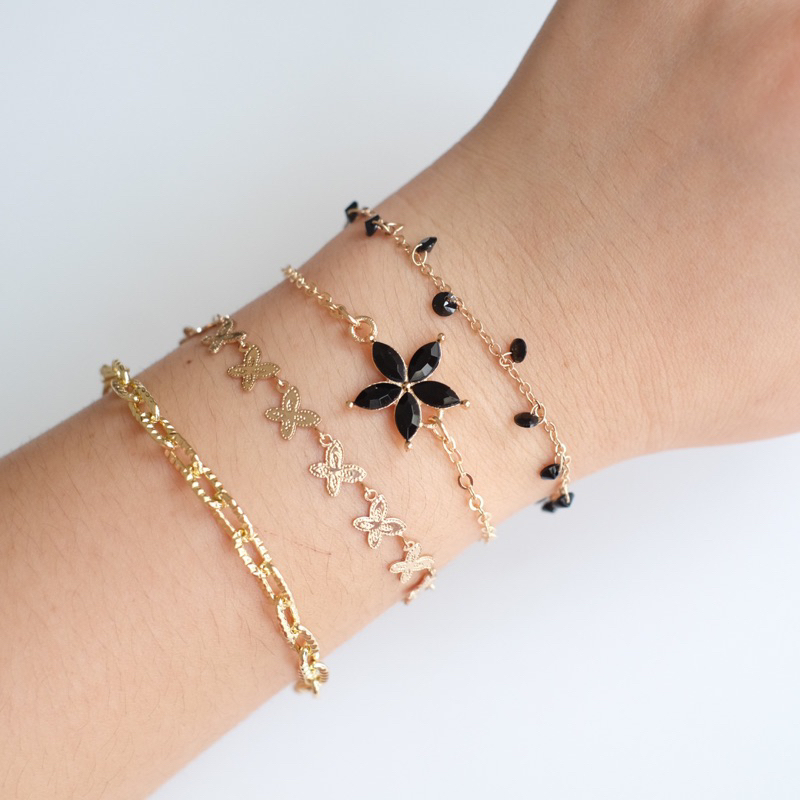 Jual Ark.co - DARK MOON HEART FLOWER set bracelet gelang tangan tumpuk ...
