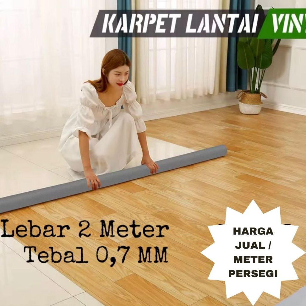 Jual Karpet Lantai Vinyl Gulungan Motif Kayu Tebal 0,7MM Lebar 2 Meter / Harga Jual Tertera ...