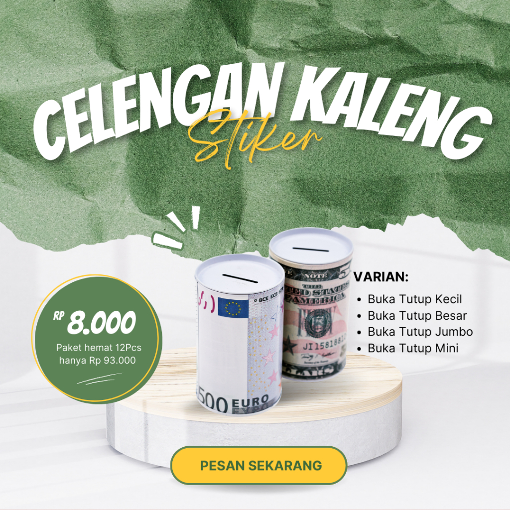 Jual Celengan Stiker Full Kaleng Murah Tabungan Target Polos Full ...
