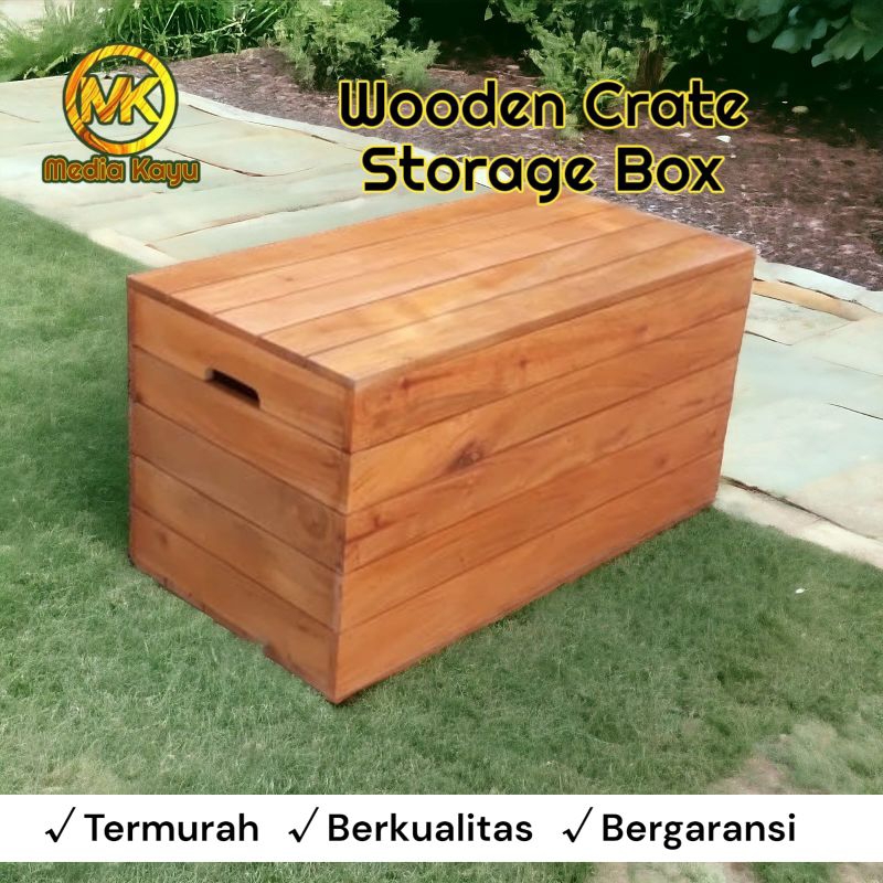 Jual wooden crate tutup box kayu penyimpanan peti kayu multifungsi ...