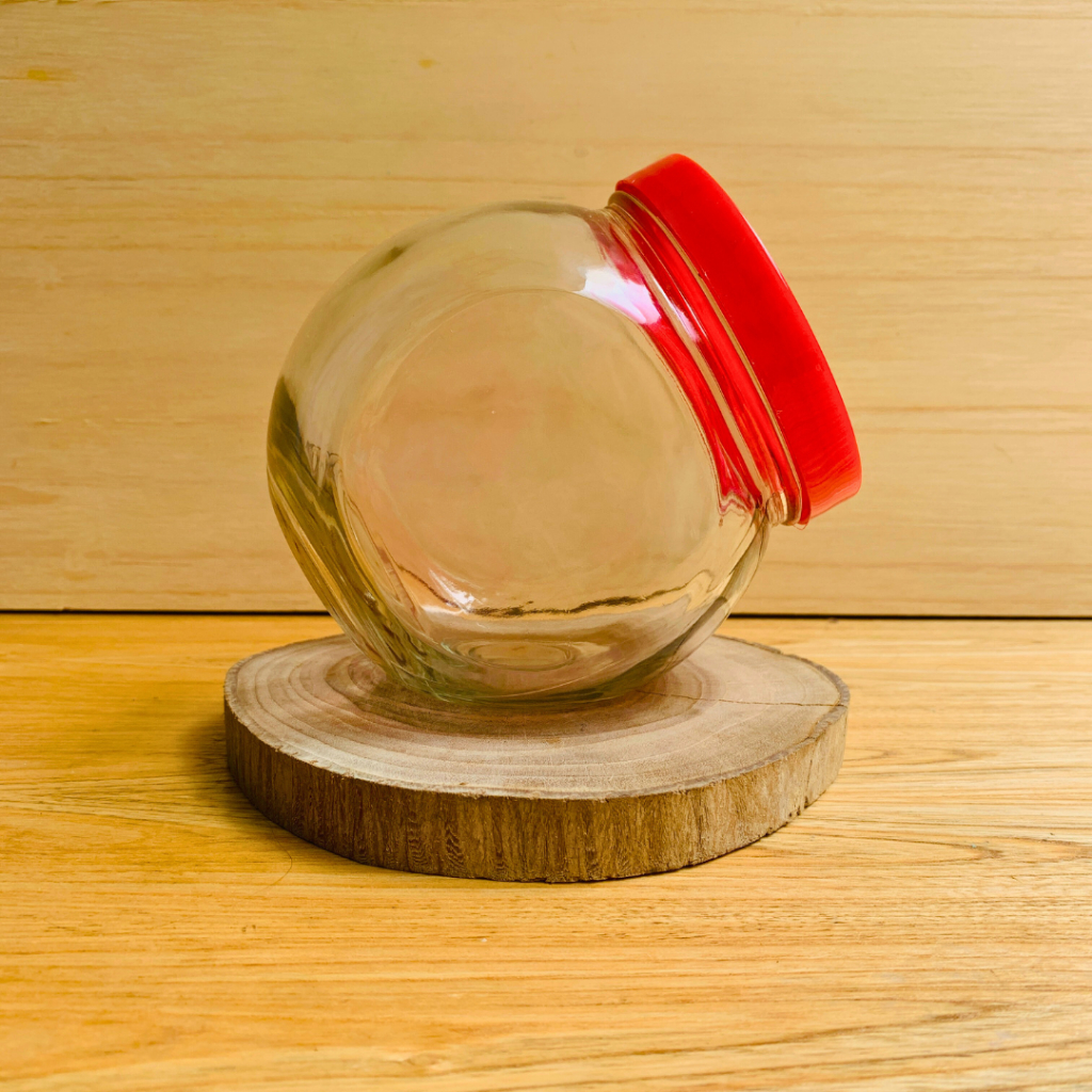 Jual Toples Lebaran Bulat Miring 1100ml Kaca Stoples Beling Tutup Merah ...