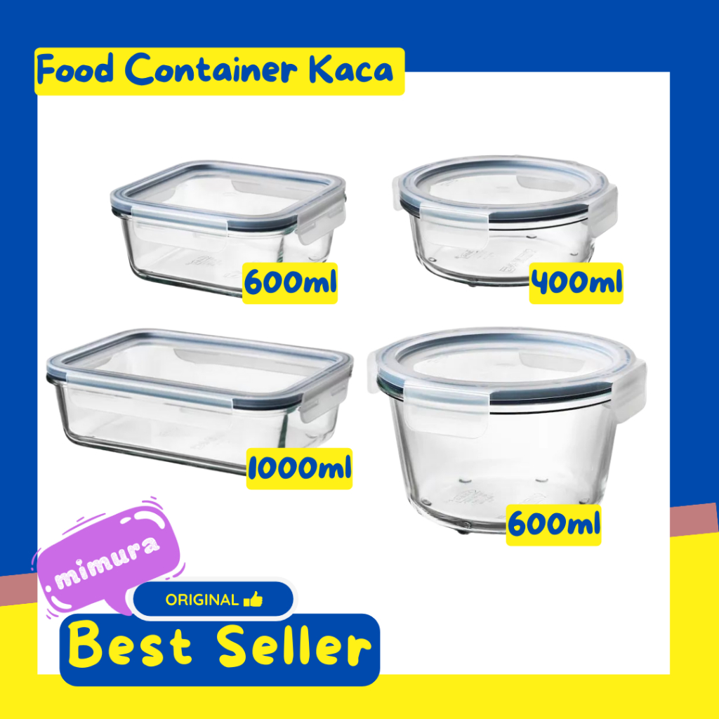 Jual Wadah Makanan Kaca Food Container Kaca Kedap Udara Microwave Oven ...