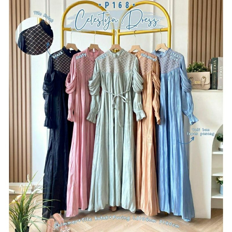 Jual Nadira Tile Dress / Aisyah Brukat Dress / Gamis Lebaran / Gamis ...