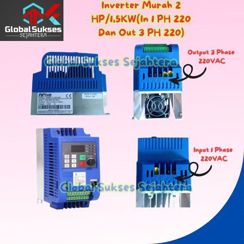 Jual Inverter Frekuensi Variable 1,5KW Input 1 Phase 220VAC Output 3 Phase 220VAC Merk NFlixin ...
