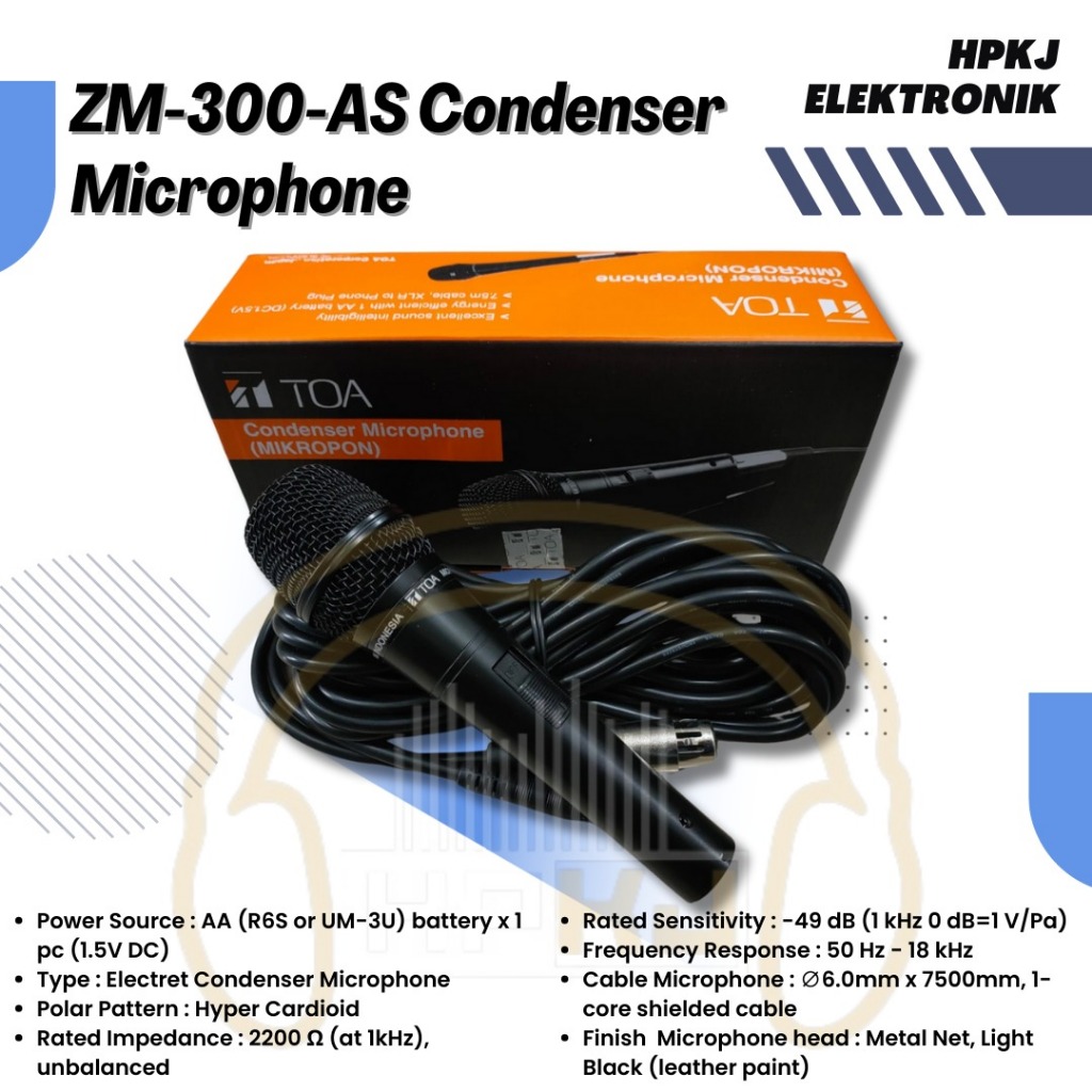 Jual MICROPHONE CONDENSER TOA ZM 300 AS MIC CONDENSER TOA ZM-300-AS ...