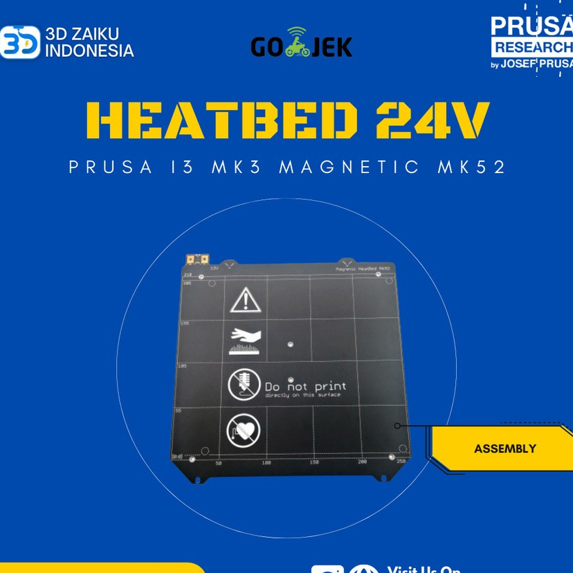 Jual Original Prusa i3 MK3 Magnetic MK52 Heatbed 24V Assembly | Shopee ...